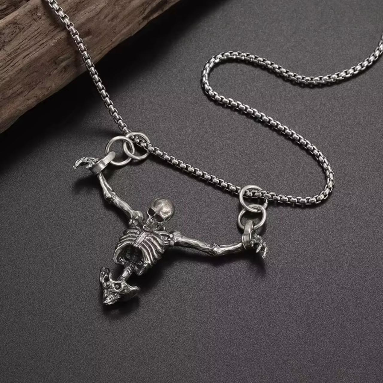 silver bones necklace - Depop