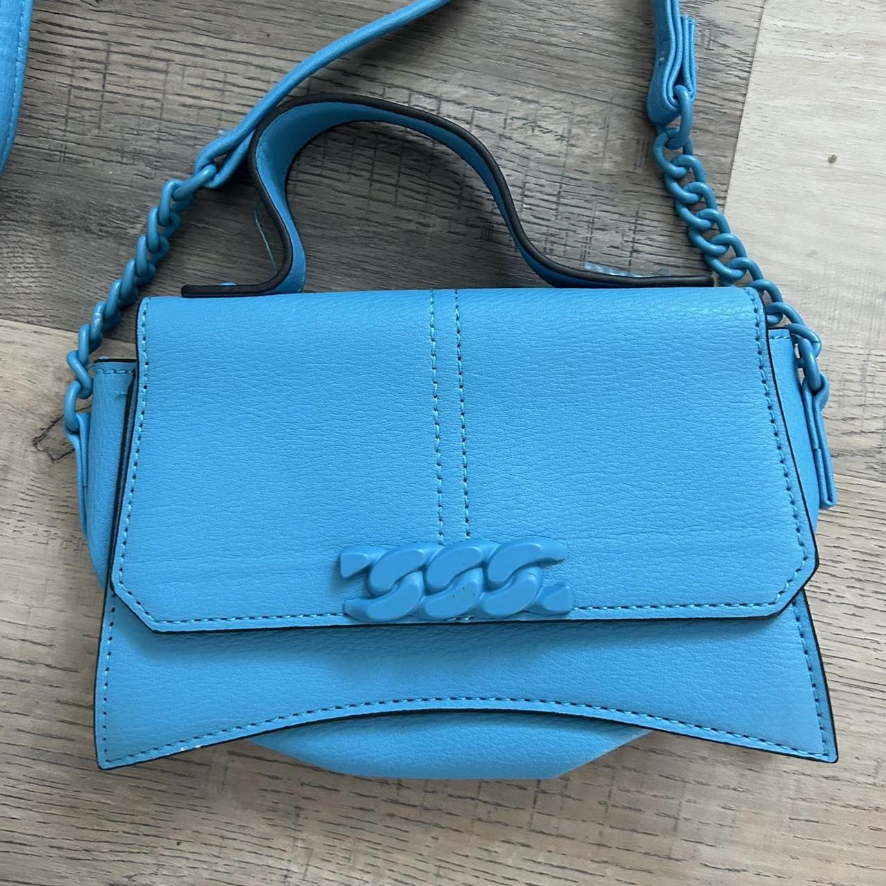 Cross Body Blue leather shoulder bag 🩵 Primark, fits... - Depop
