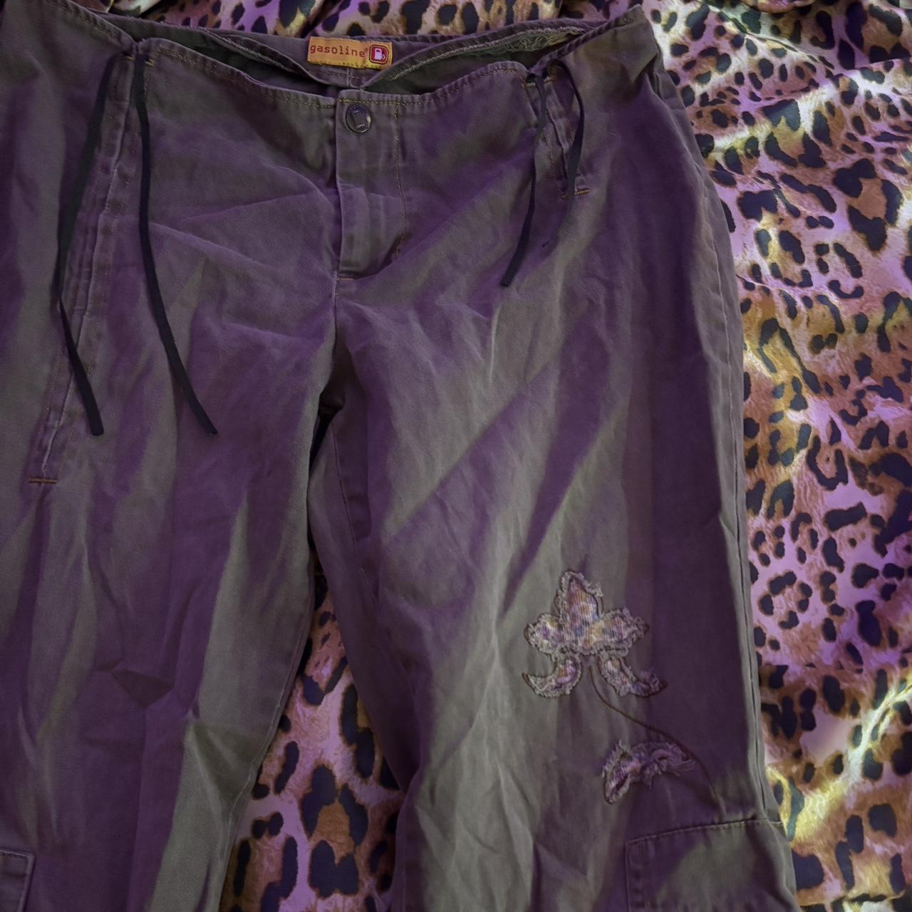 cool Y2K green gasoline pants size 11 | Depop