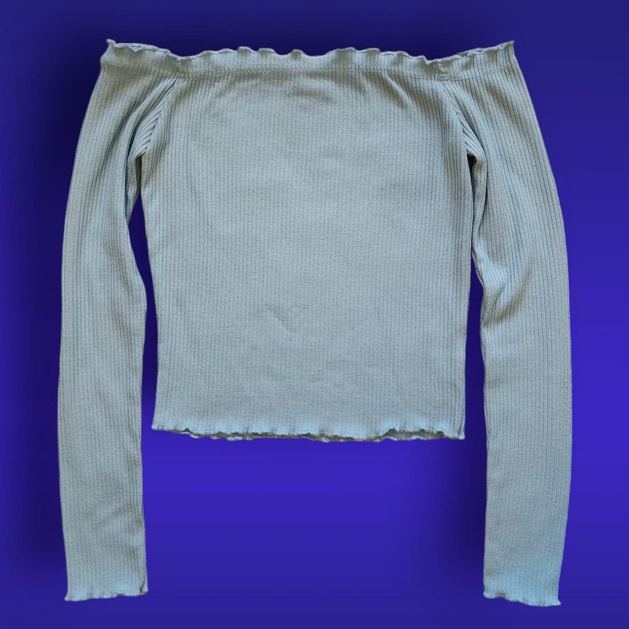 Small turquoise off-the-shoulder long-sleeved... - Depop