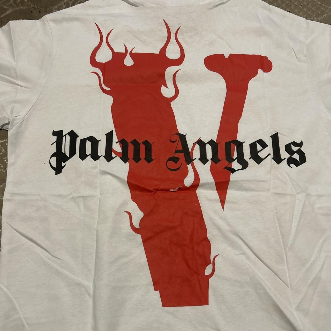 White and red vlone Tshirt - Depop
