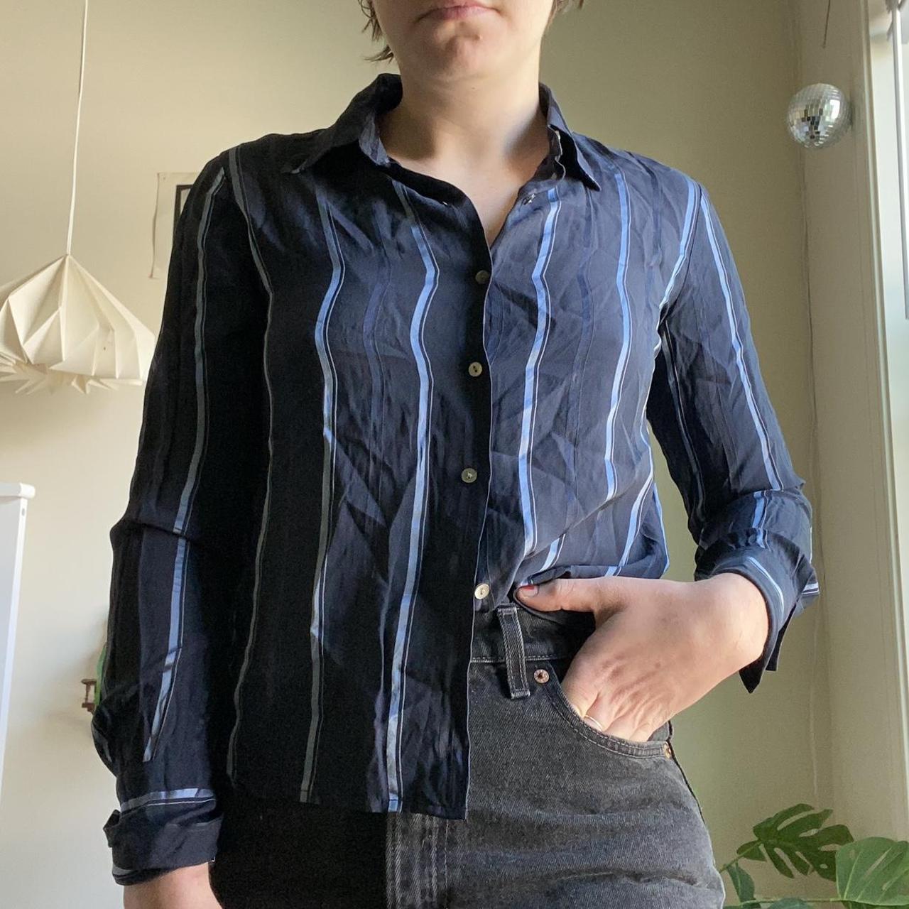 Réalisation Par Women's Blue and Navy Blouse | Depop