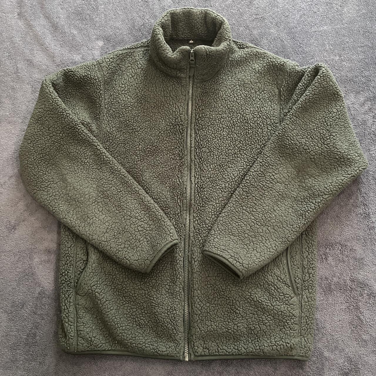 Forest green fleece jacket from Uniqlo. Mens... - Depop