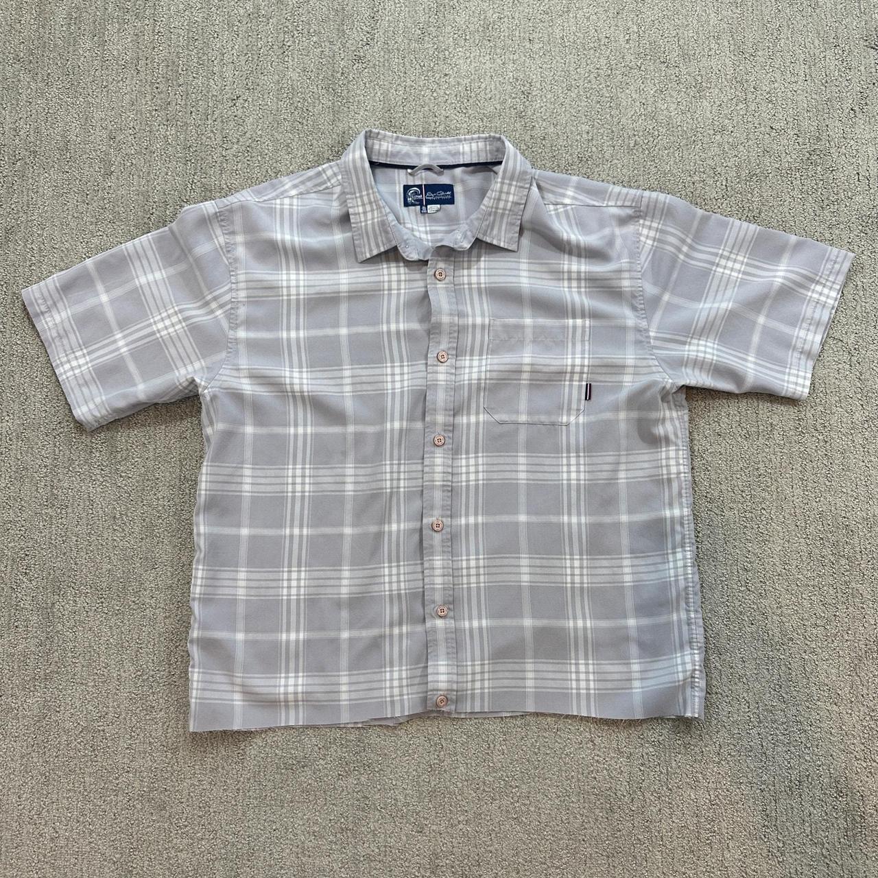 -Gray Quicksilver Cropped Button Up Shirt -Size XL... | Depop