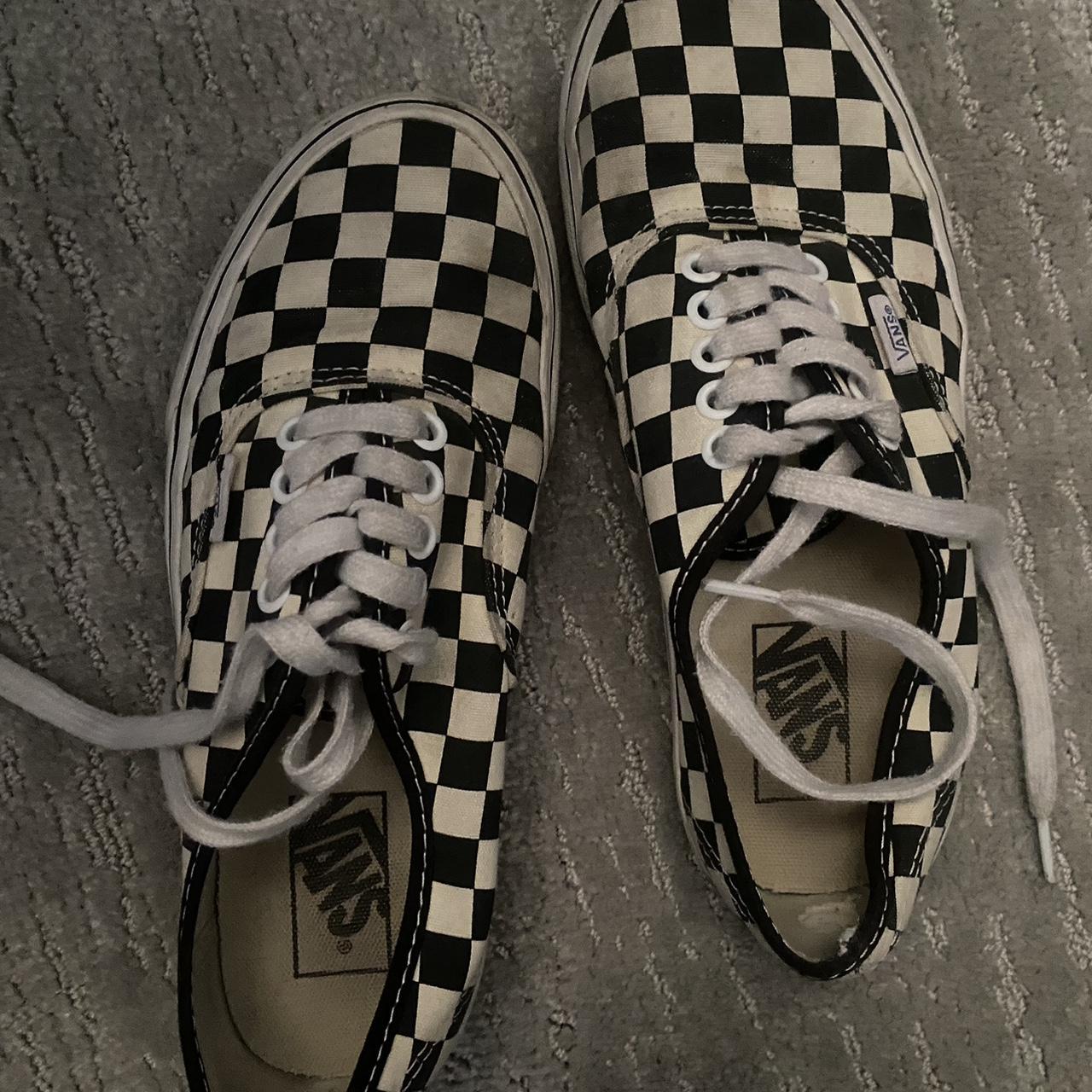 Black and white checkered Vans #vans | Depop