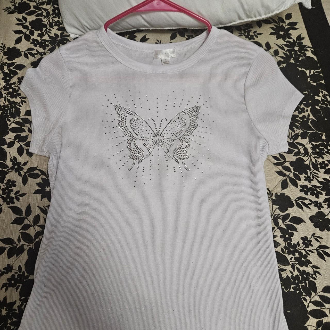 white butterfly crop top - Depop