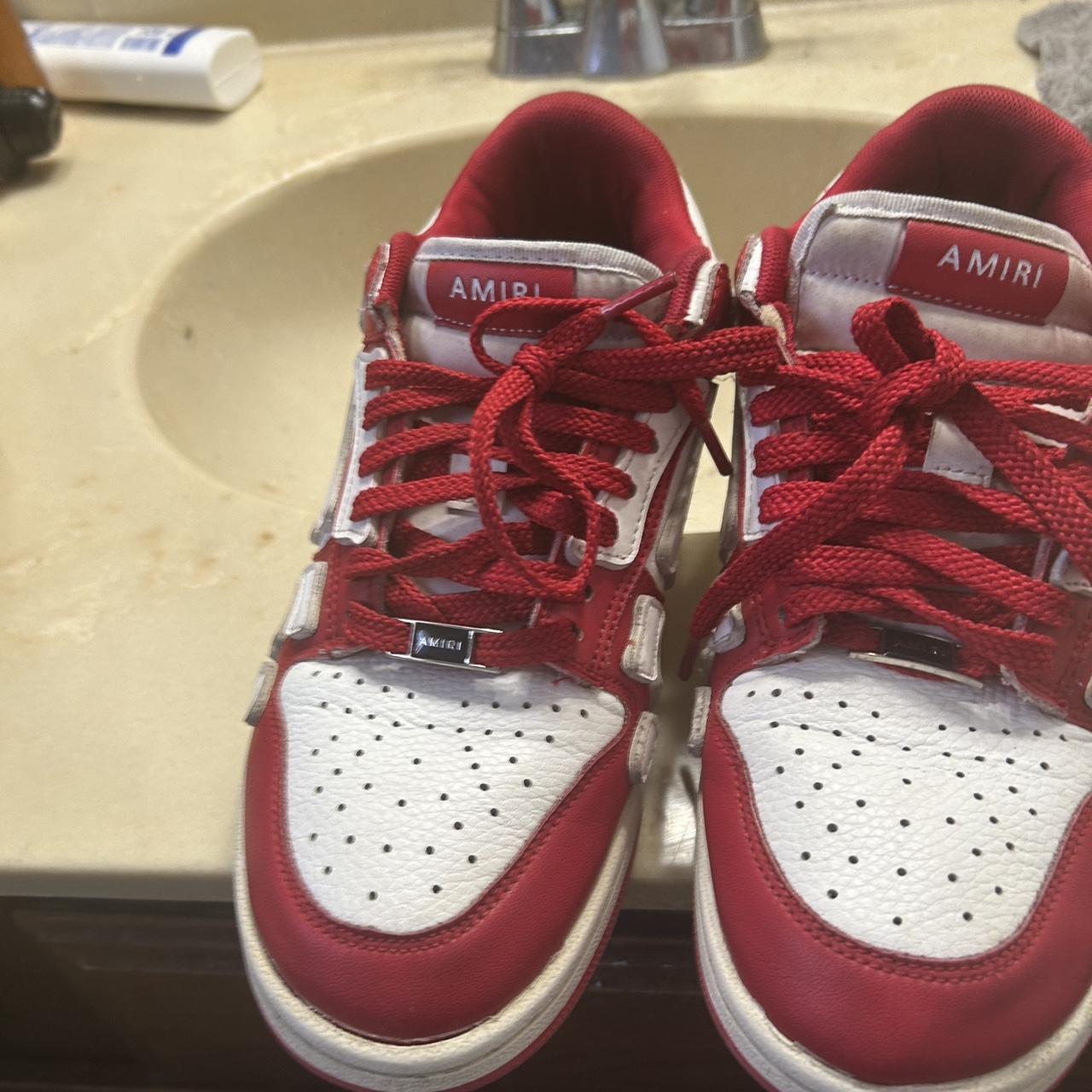 Red and white amiris size 42 worn 4 times cleanable - Depop