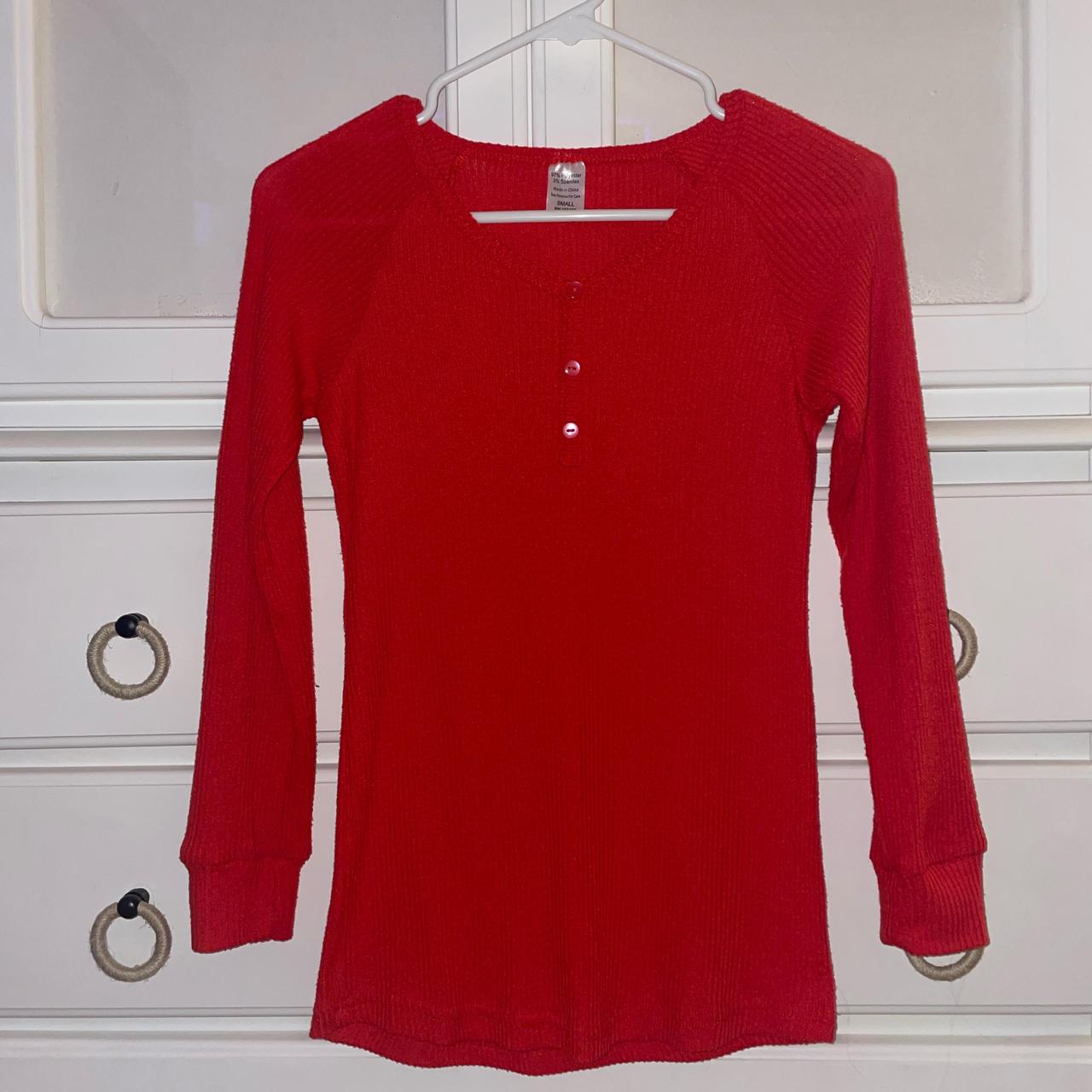 s - red ribbed long sleeve (slight pilling from... - Depop