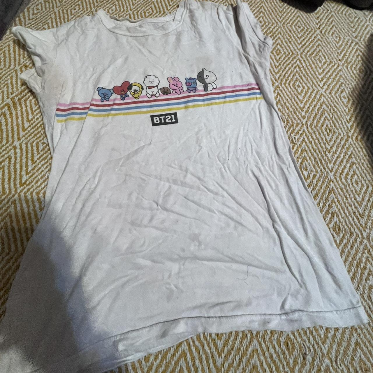 L BT21 white tee - Depop