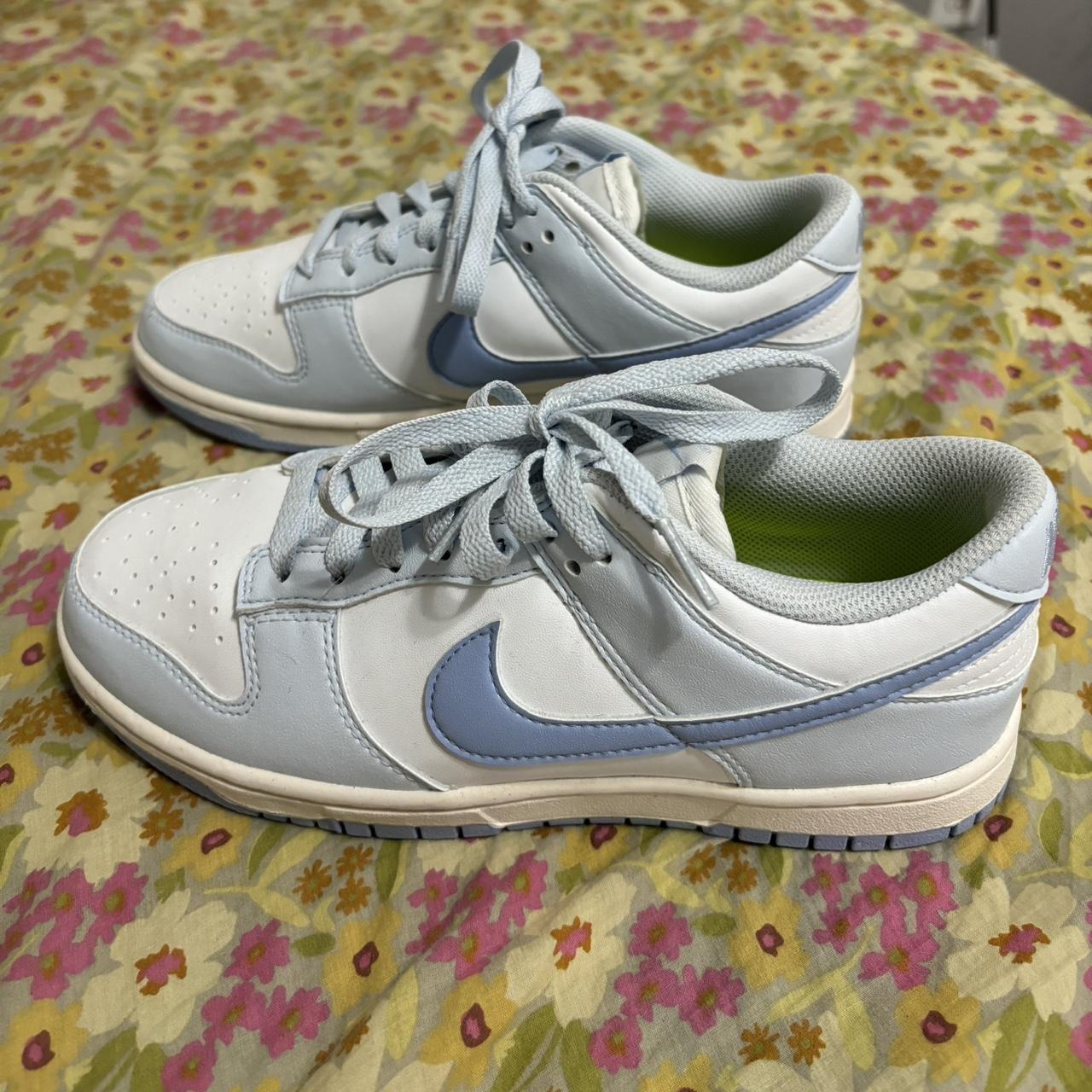 nike dunk low 💙 blue and white next nature blue tint... - Depop