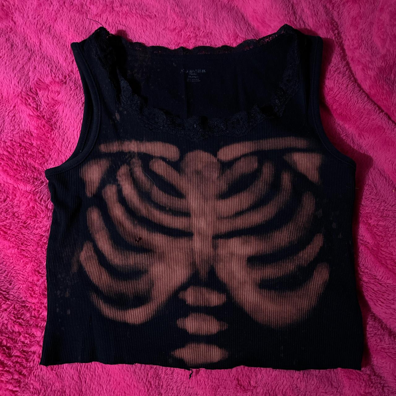 One of a kind homemade black rib cage tank top | Depop