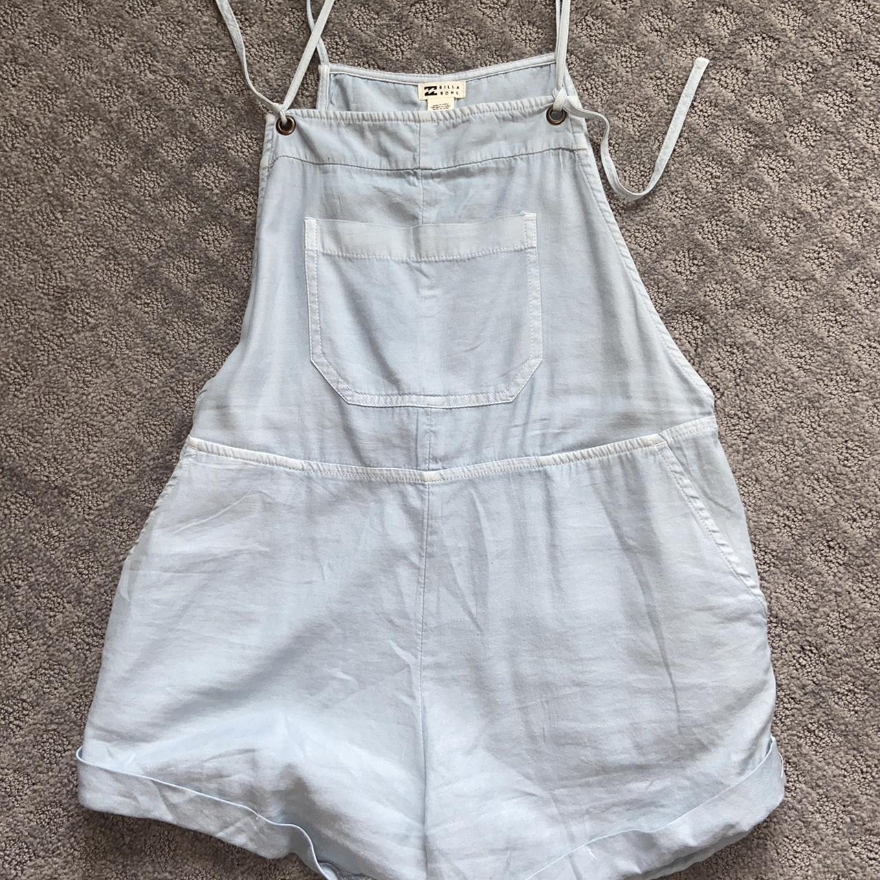 billabong light blue overalls/romper - size women’s... - Depop