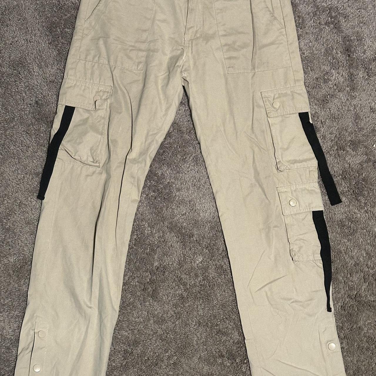 Mens Cargo pants with strings - Depop