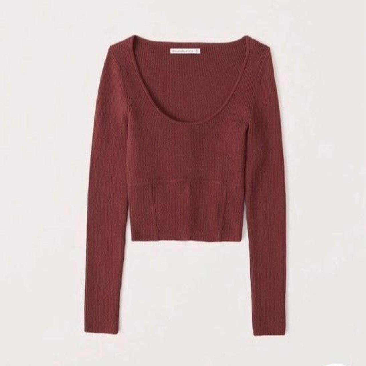 Abercrombie and Fitch Scoop Neck Burgundy Ribbed... | Depop