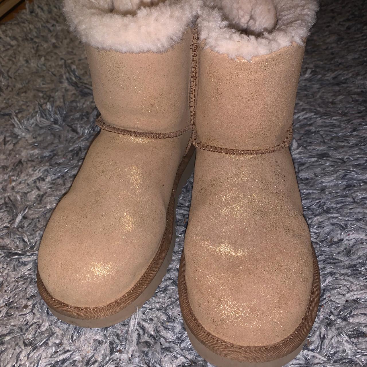 Sparkly beige uggs: Like new, extremely light use.... - Depop