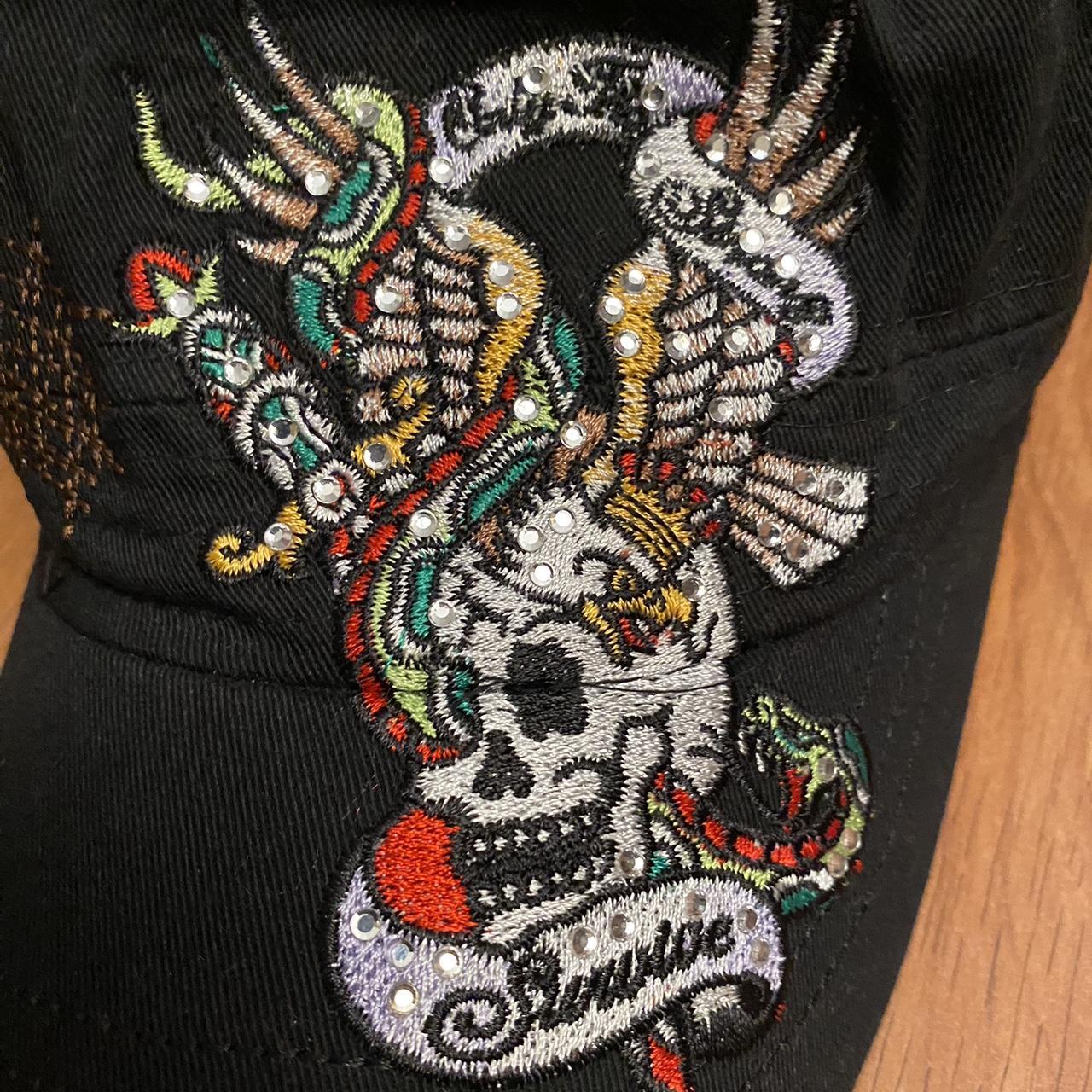 Ed Hardy look alike black and multi-coloured... - Depop