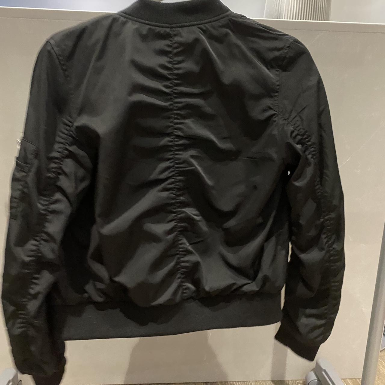 Girls jacket H&M Black bomber jacket Silver Zip... - Depop