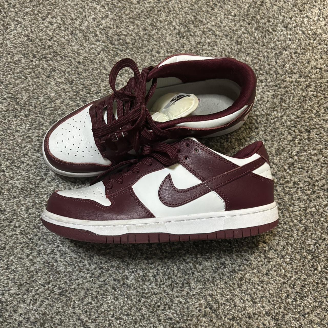 Burgundy Nike dunks. In good condition. - Depop