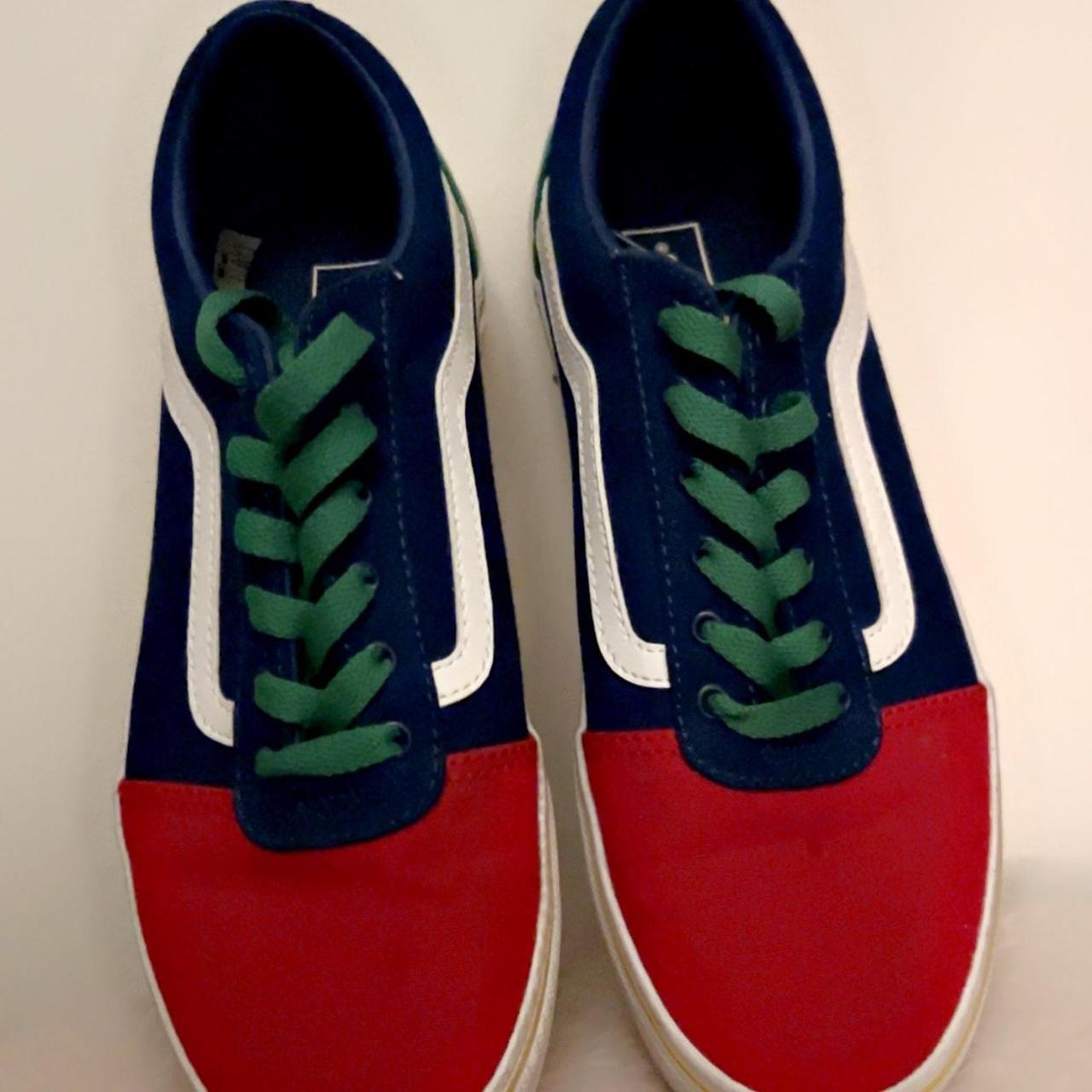 multi colored vans, size Y6 - Depop