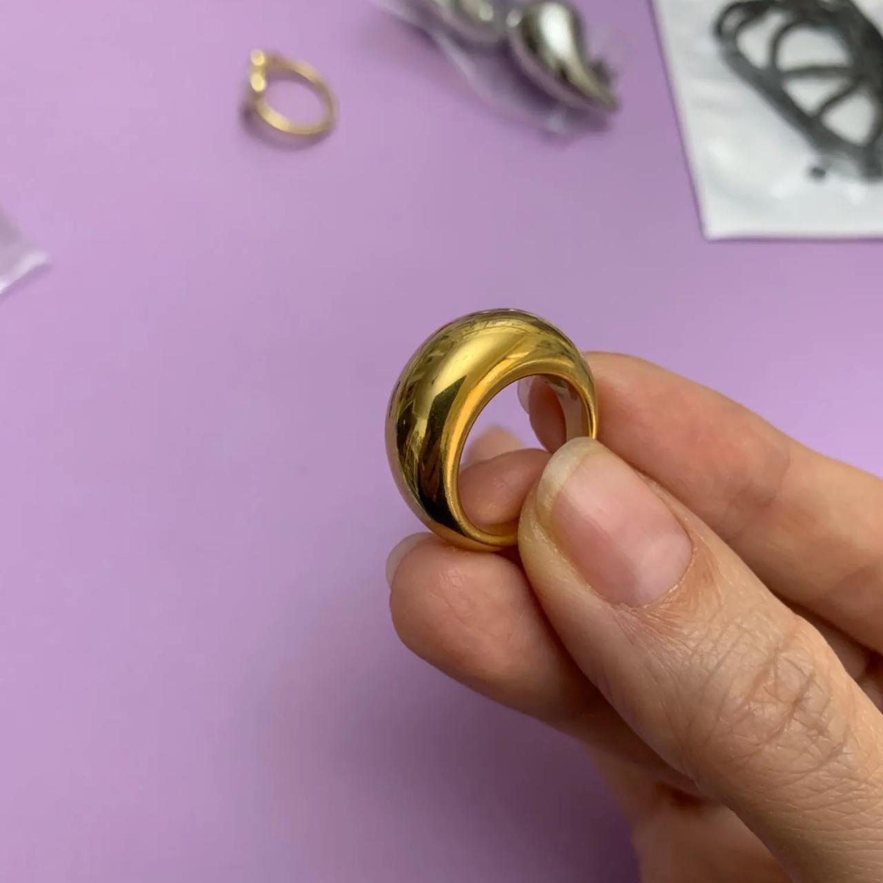 Simple Stainless Steel Rings for Women Arc Rings... - Depop