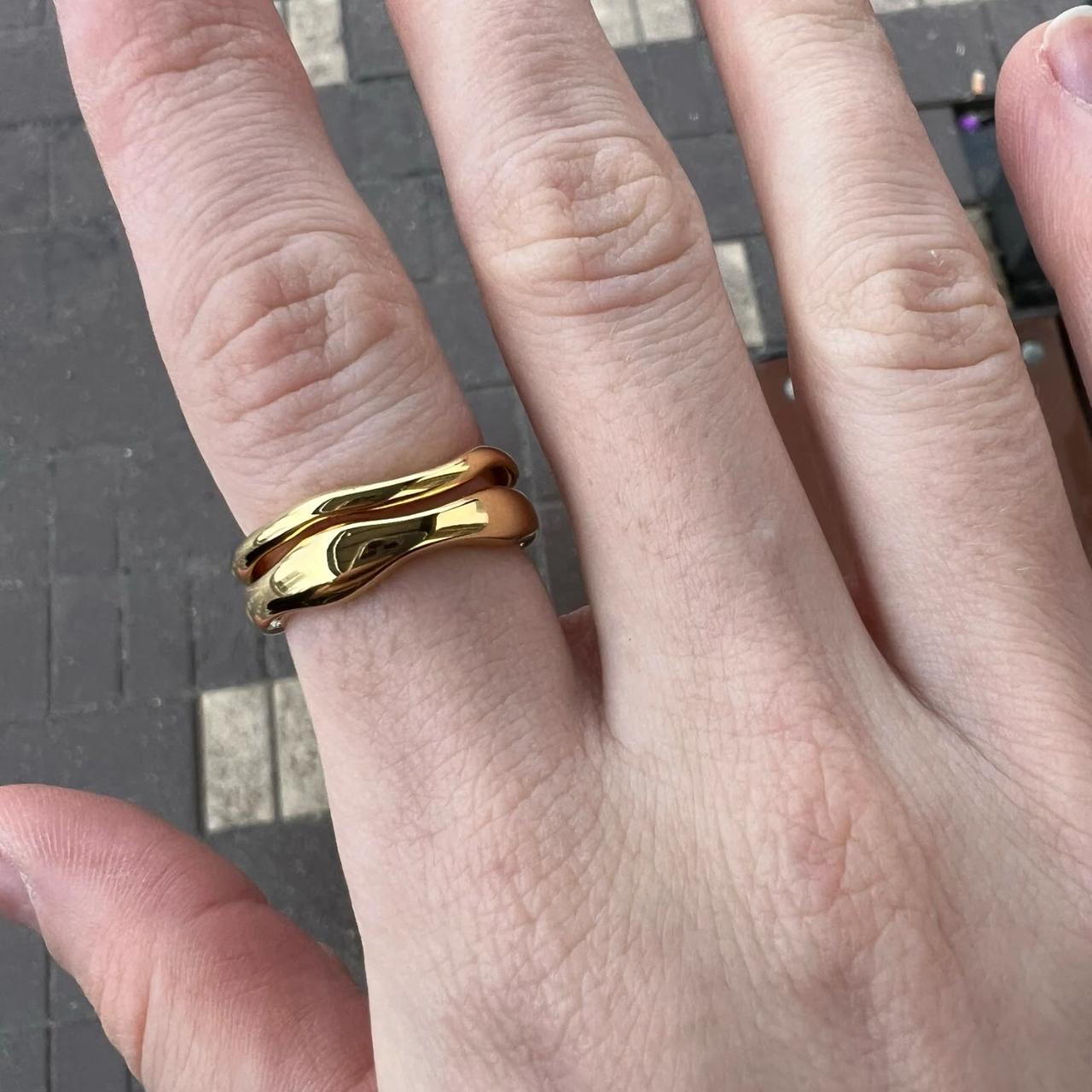 Gold Color Irregular Wave Rings Trendy Simple... - Depop