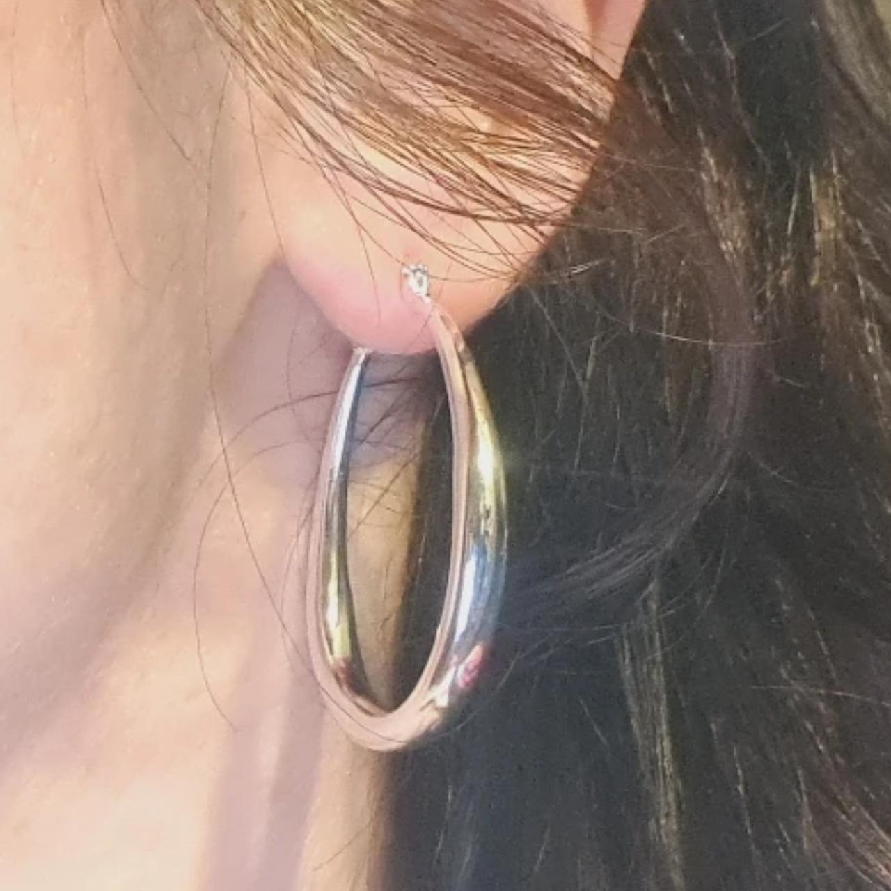 925 Sterling 41mm Smooth Circle Big Hoop Silver... - Depop