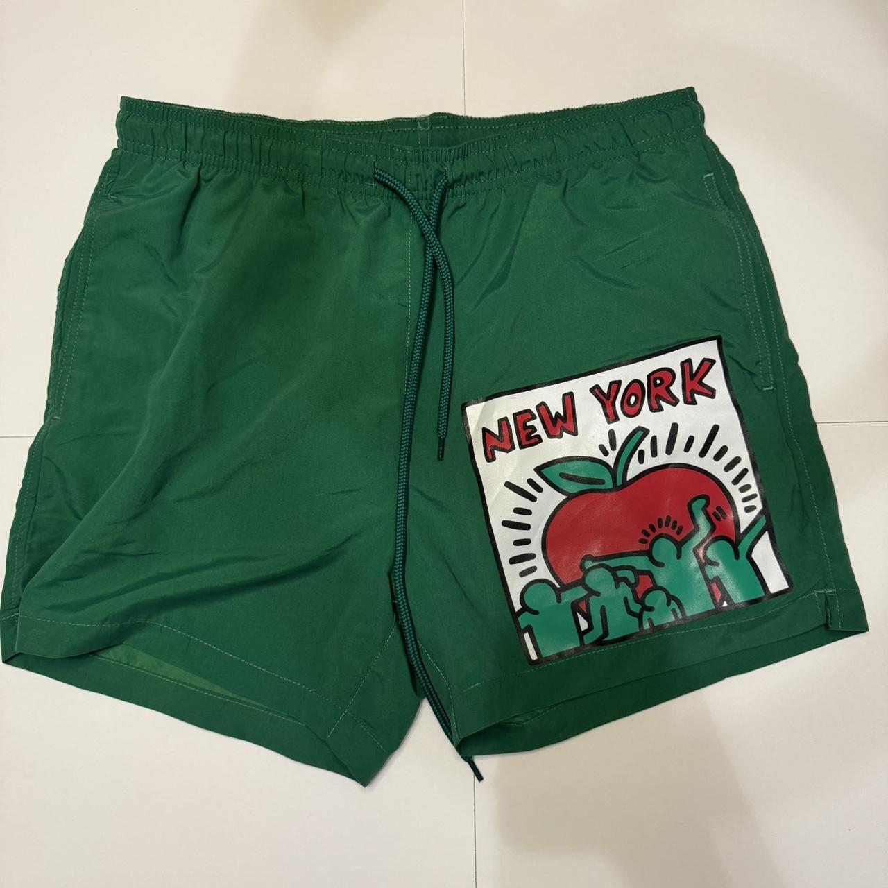 Keith Haring green and red shorts - Depop