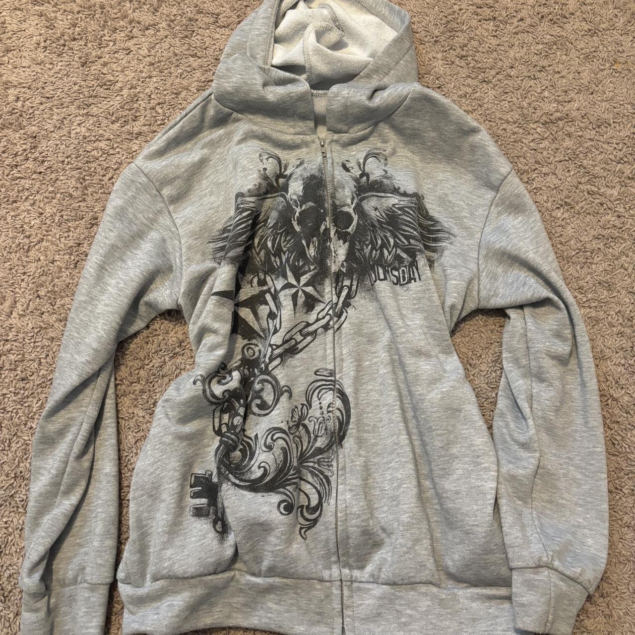 Y2k affliction lookalike “doomsday” zip up No tag... - Depop