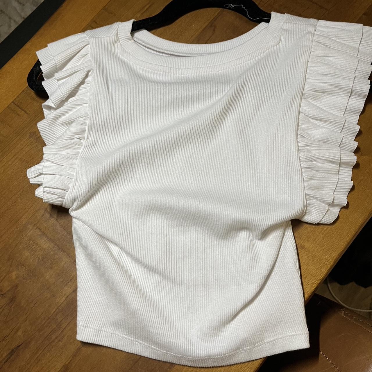 Zara white ruffle top - Depop