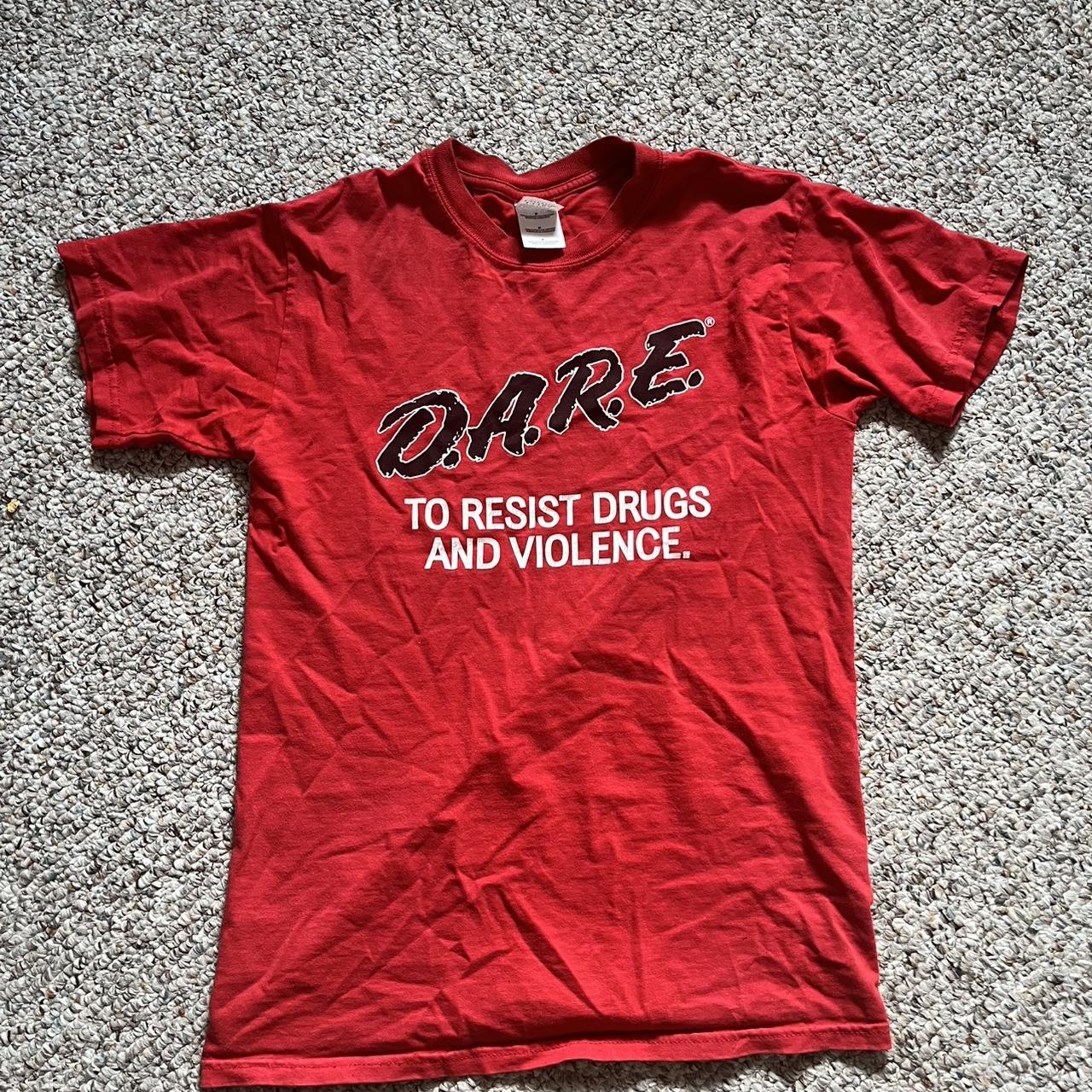Red and black vintage Y2K Dare to Resist Drugs and... | Depop