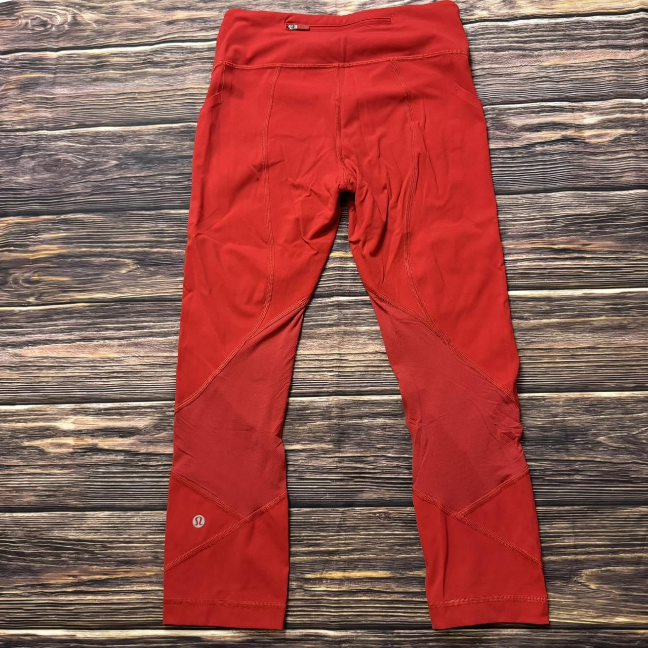 Red Lululemon Cropped Leggings Size 4 #lululemon... | Depop