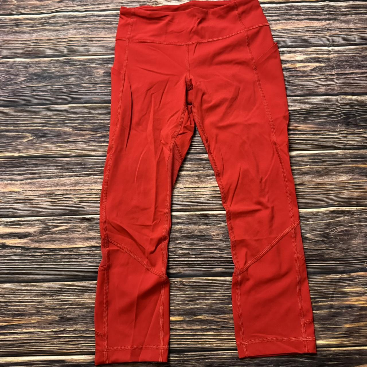 Red Lululemon Cropped Leggings Size 4 #lululemon... | Depop