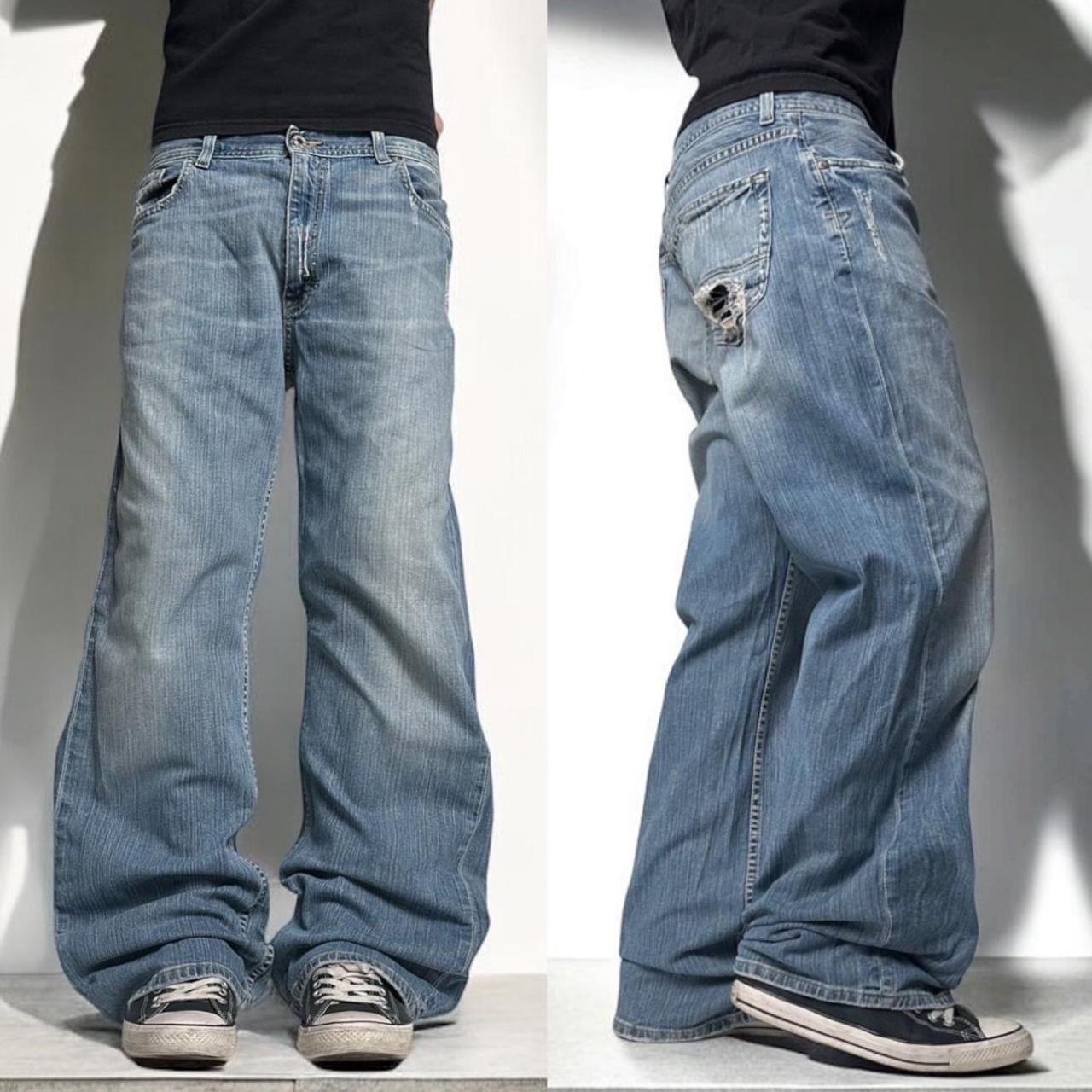 y2k grunge baggy faded flare jeans faded baggy... | Depop