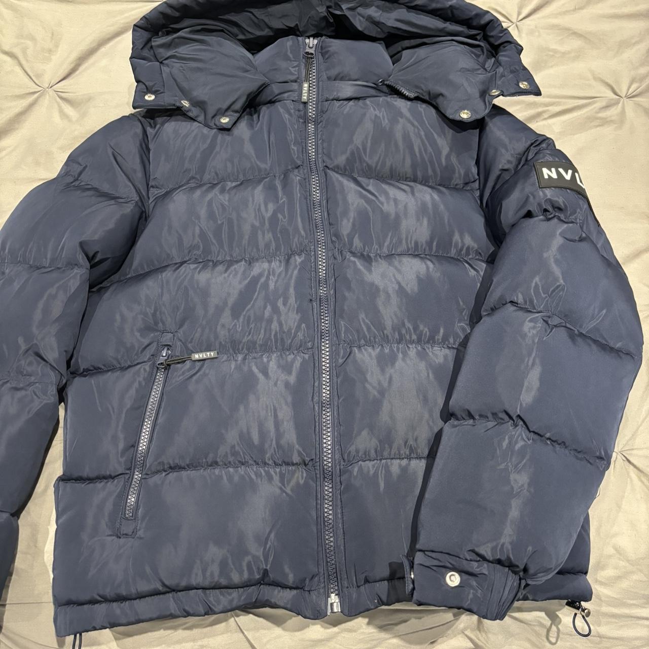 Nvlty men’s coat navy hardly worn good condition - Depop