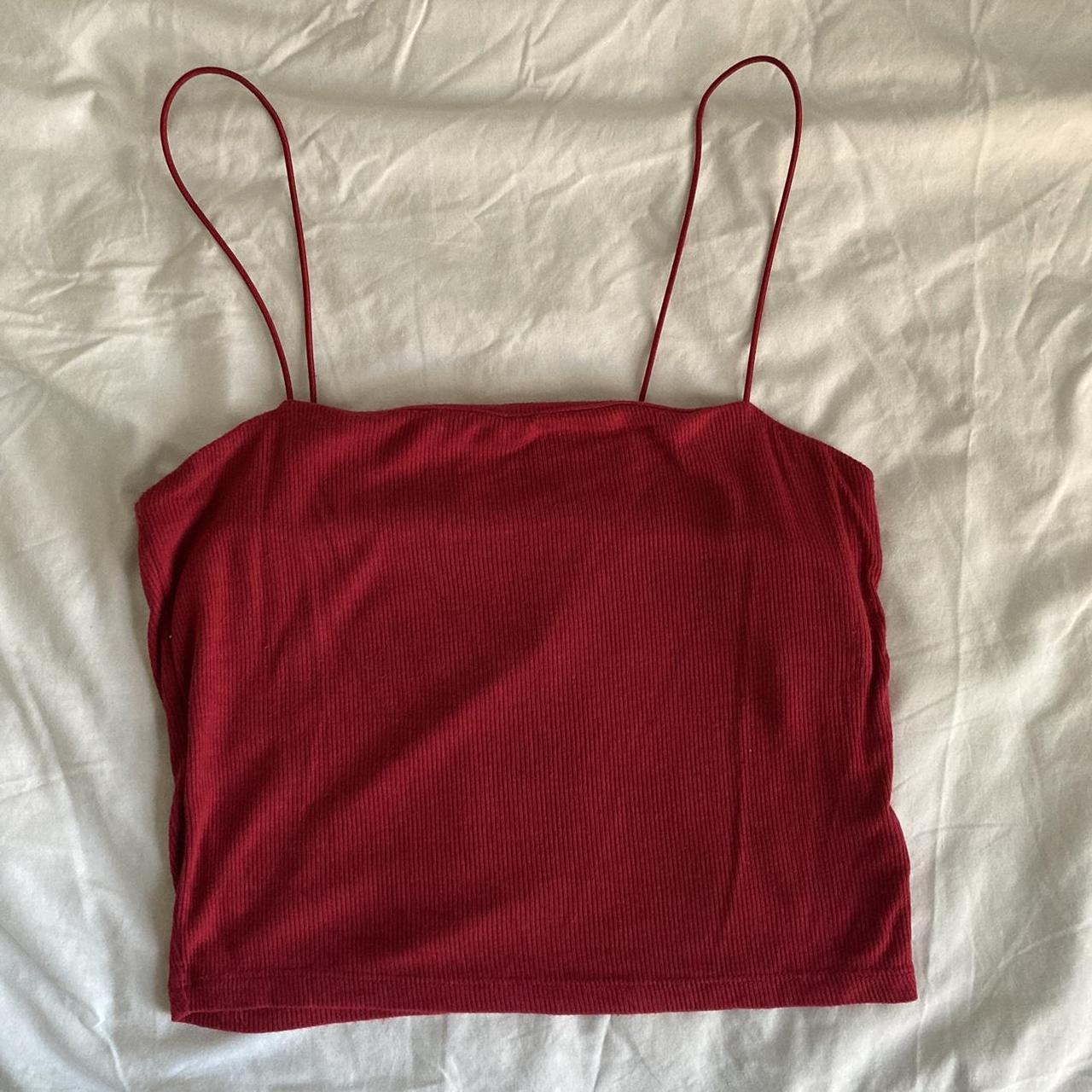 Urban Outfitter red crop top. Ribbed with stretchy... - Depop