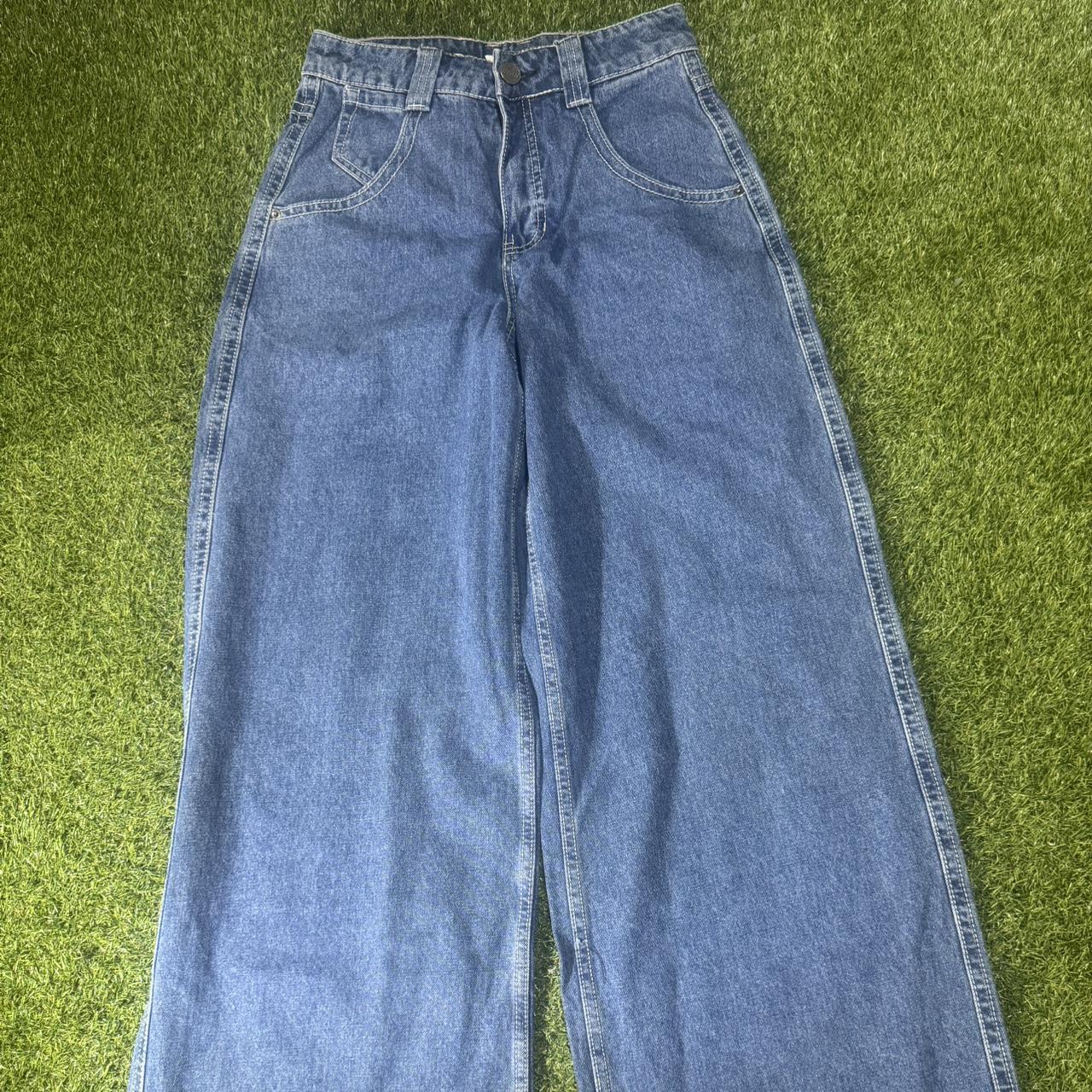 Alab Baggy blue and yellow skater jeans #skaterstyle | Depop