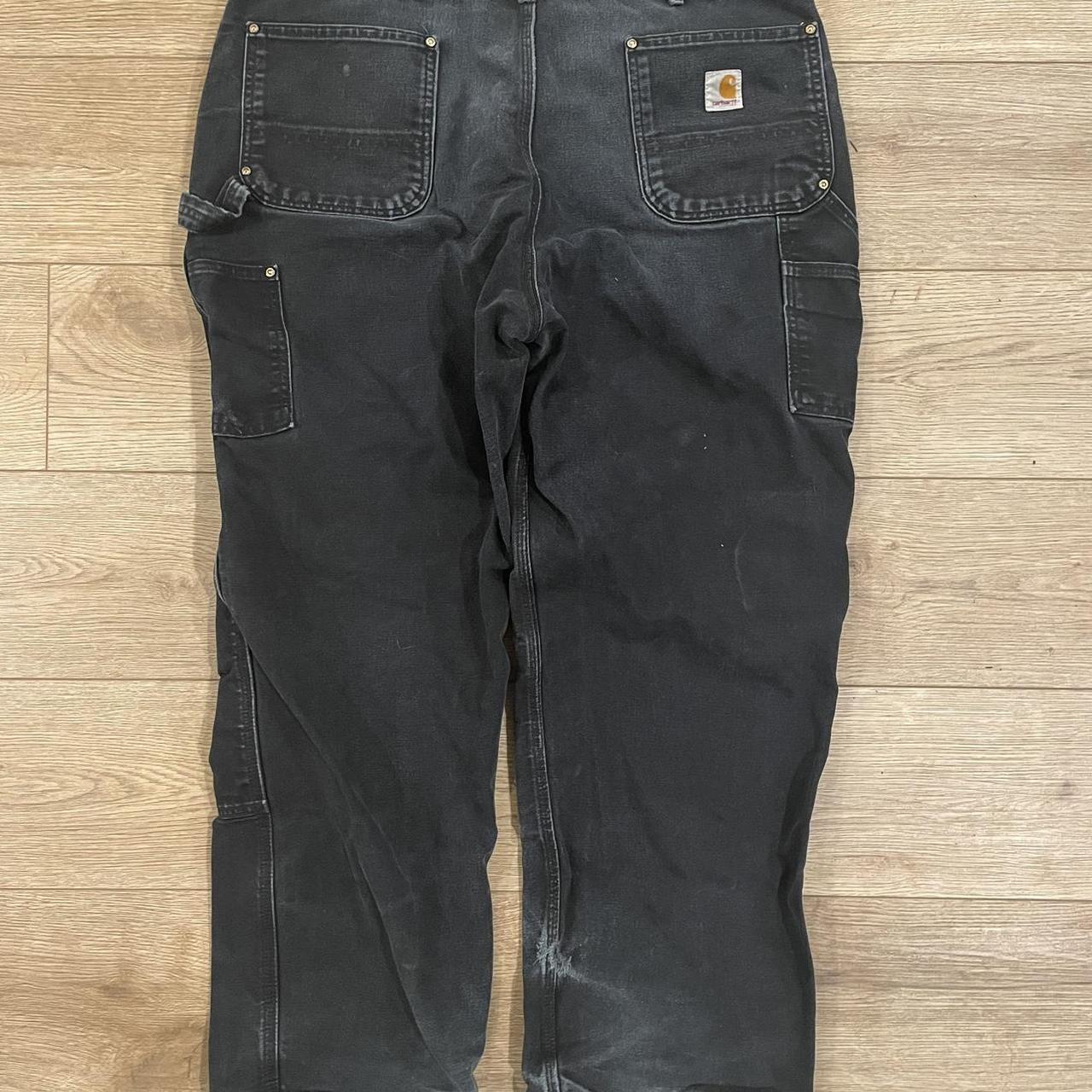vintage black carhartt double knees tagged... - Depop