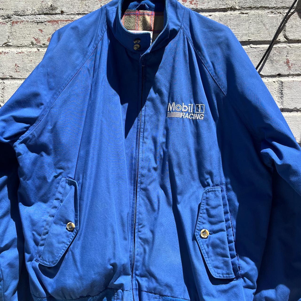 Blue Mobil Racing Jacket. Vintage Bomber style... - Depop
