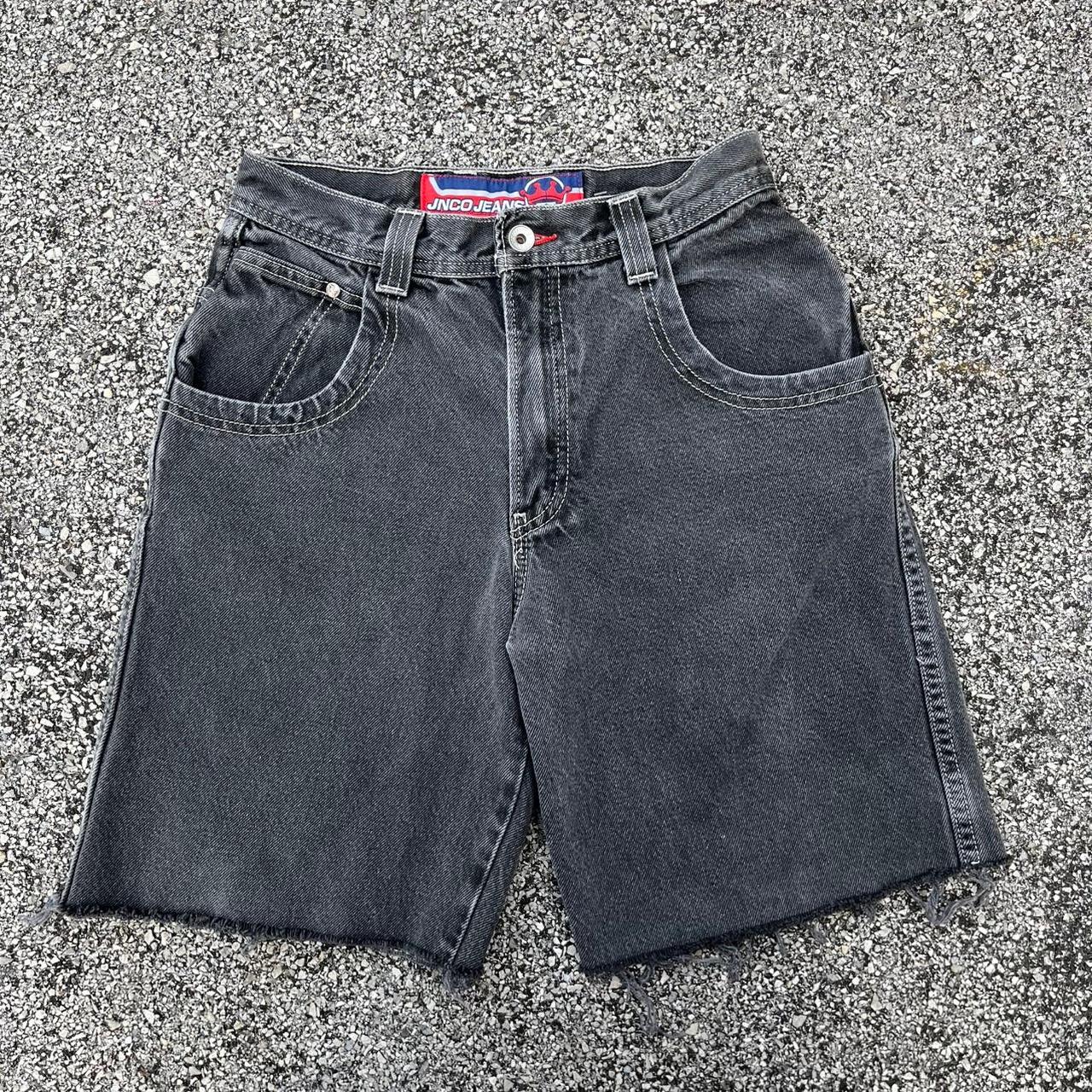 Y2K JNCO jeans Flaming Bulldog shorts Size: 14(28... | Depop