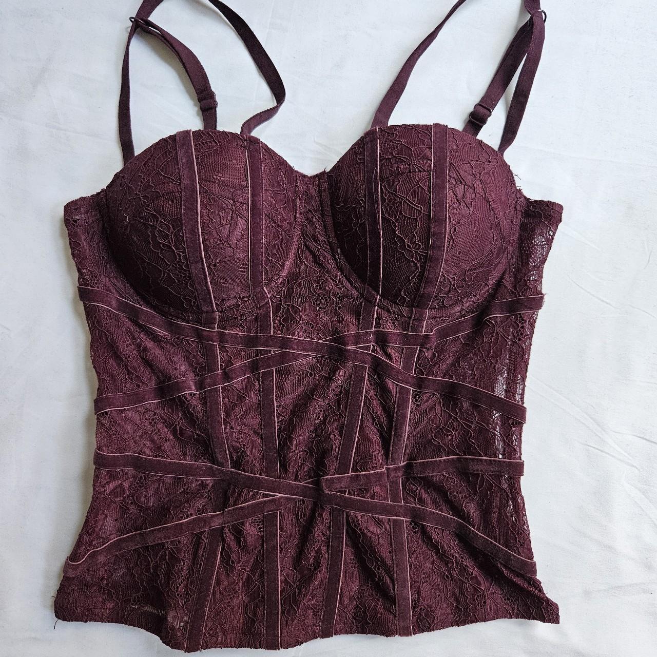Maroon corset, zipper closure corset - Depop