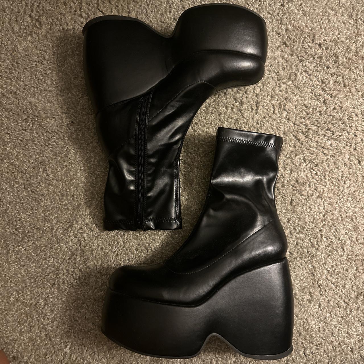bubble platform black faux pvc leather boots -... - Depop