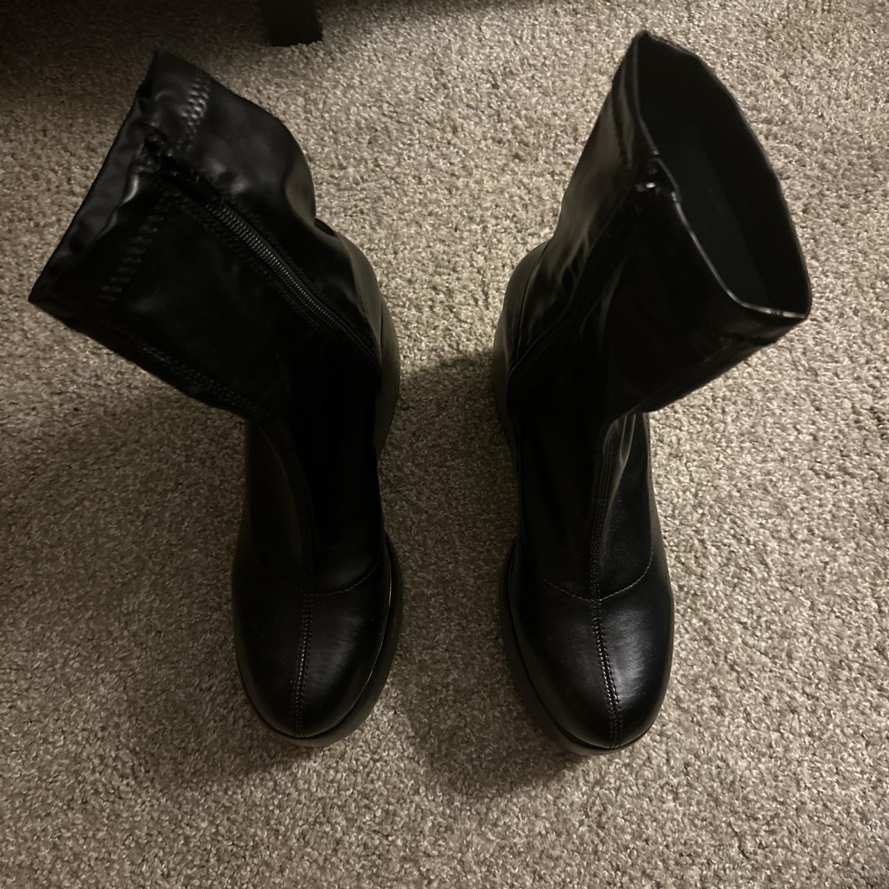 bubble platform black faux pvc leather boots -... - Depop