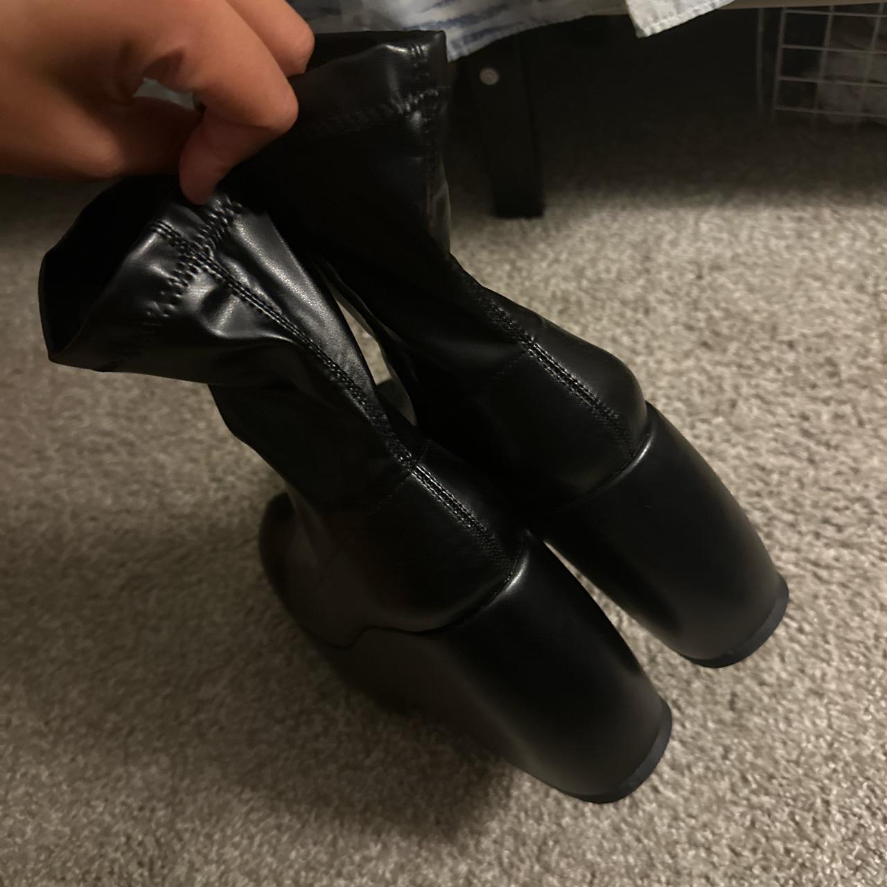 bubble platform black faux pvc leather boots -... - Depop