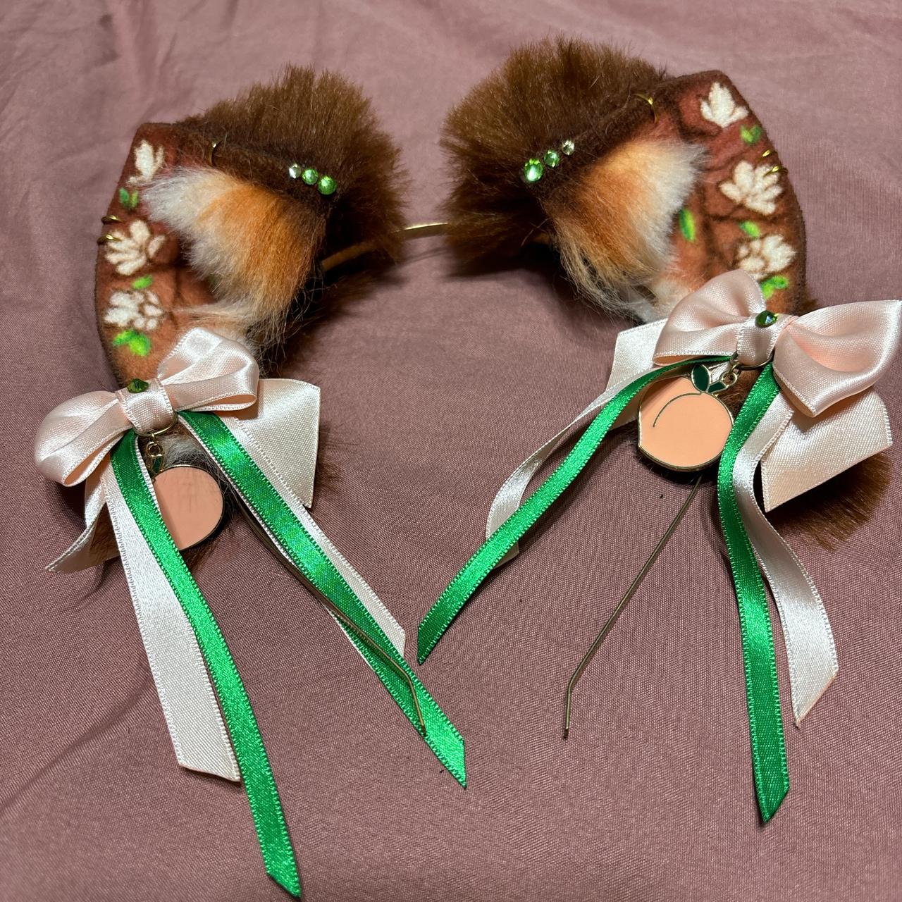 Moruhiko brown and pink blossom kitten ears | Depop