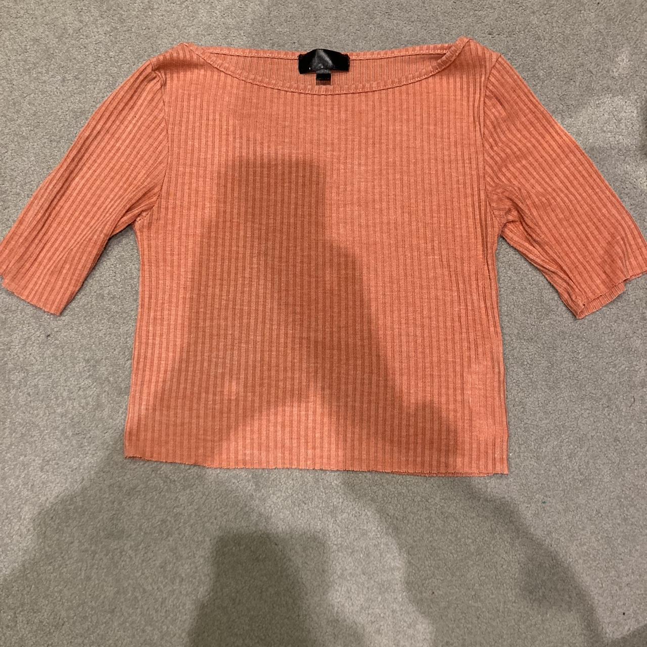 S cropped orange top. Boat neckline. No signs of... - Depop