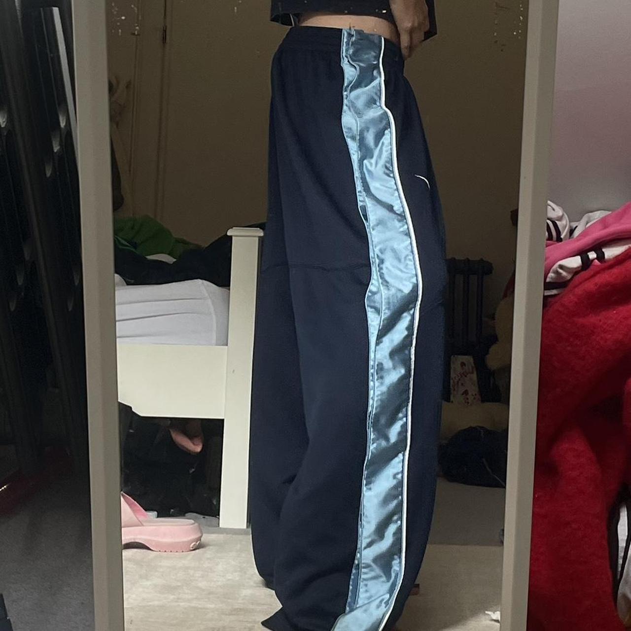 Vintage navy blue & light blue nike popper... - Depop