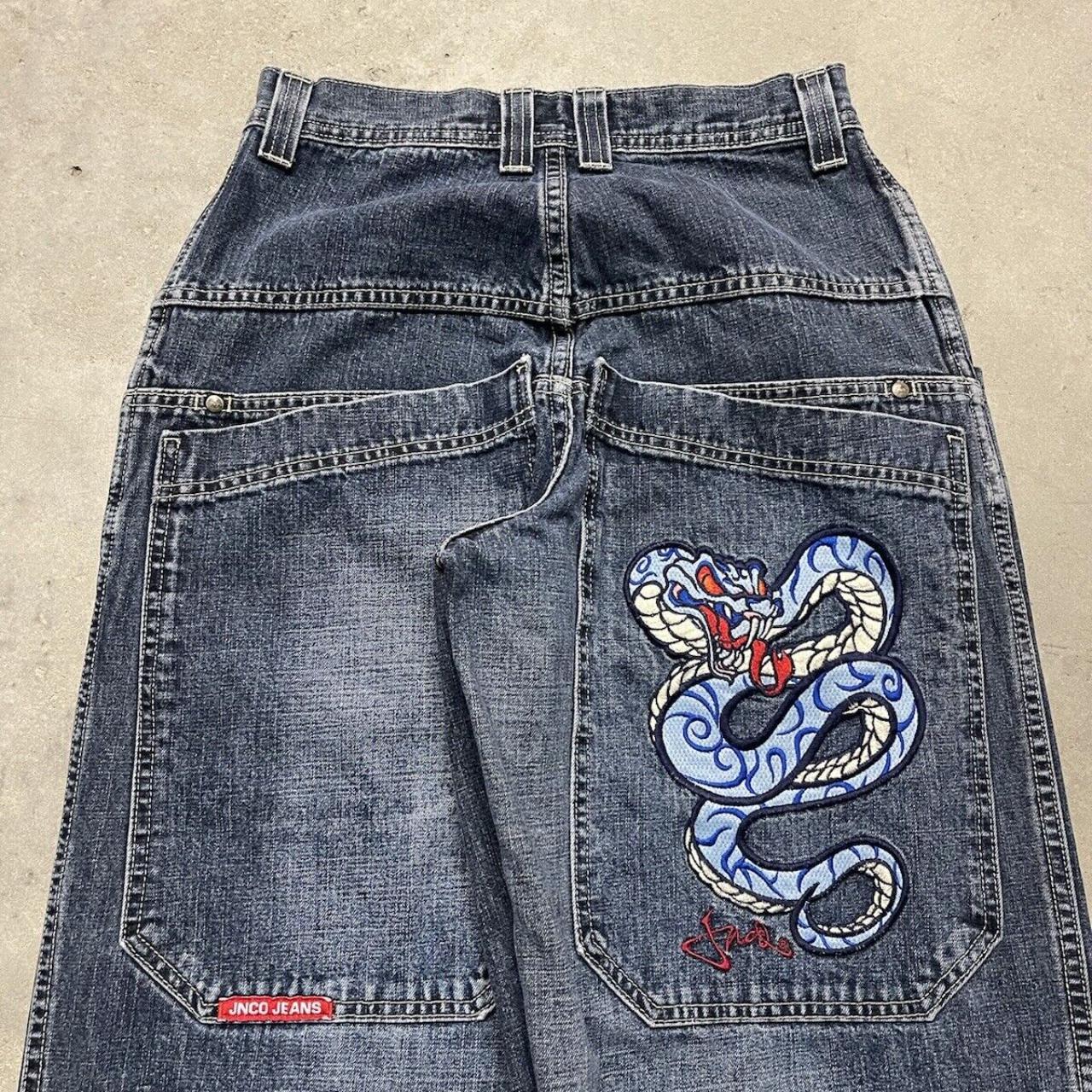Vintage JNCO Jeans Rare Snake Embroidered Baggy Wide... - Depop
