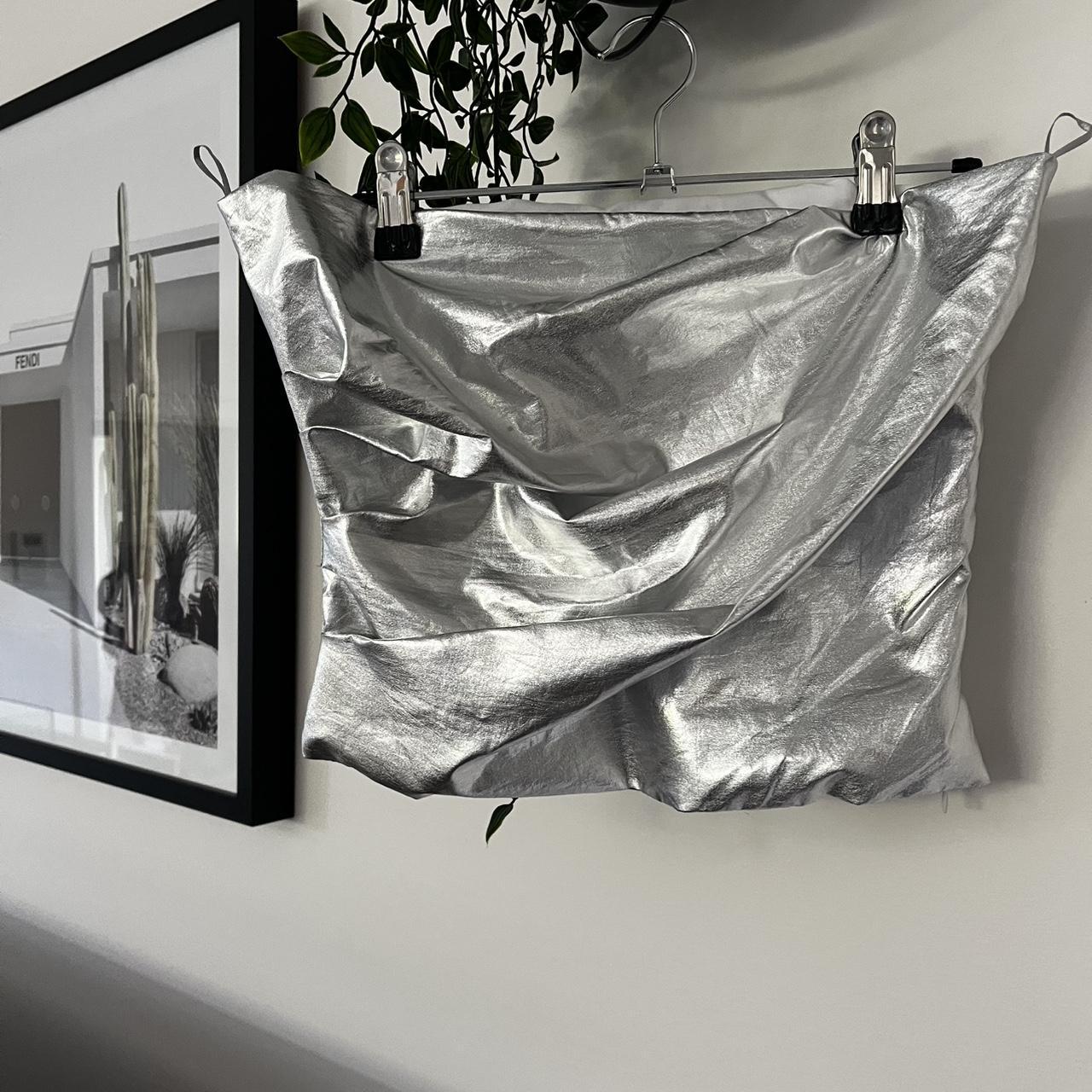 Zara silver strapless top, never worn | Depop