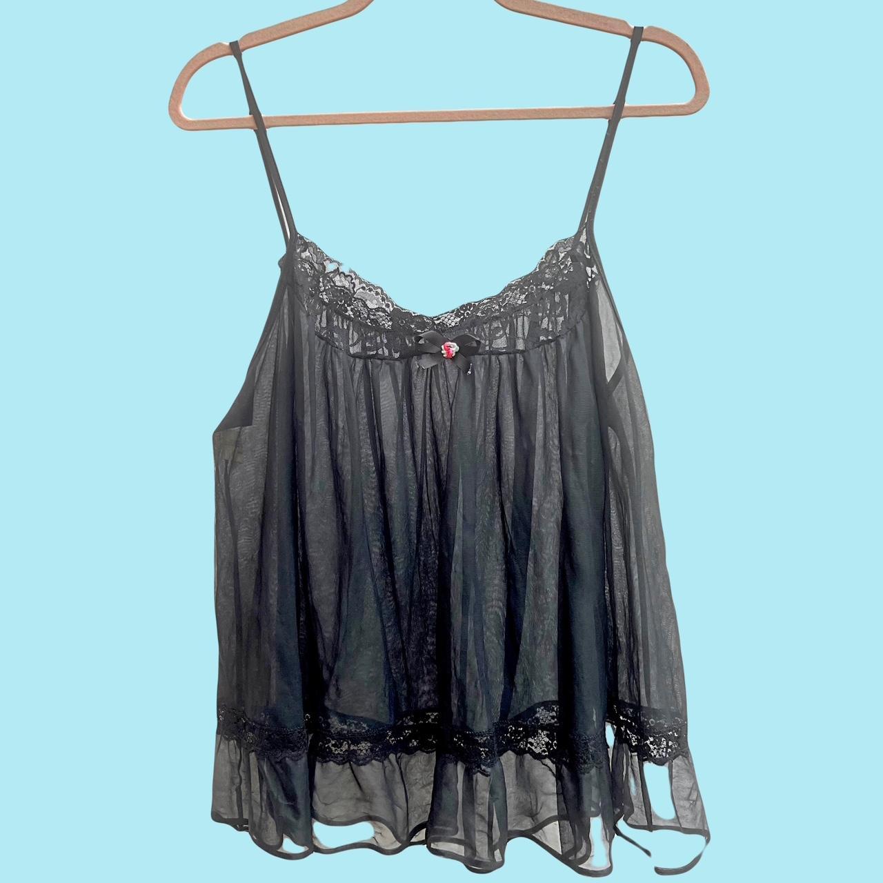 Vintage Black Sheet Tank w/ Rosette Detail . Fits A... - Depop