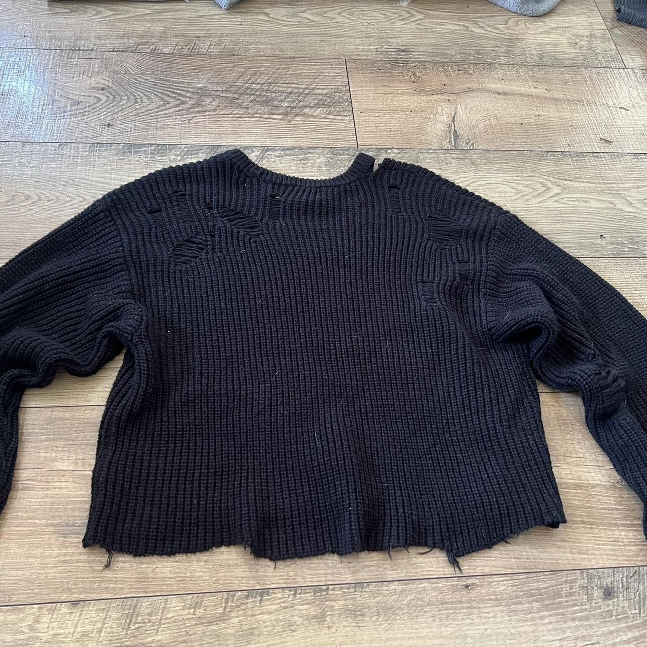 Black ripped sweater - Depop